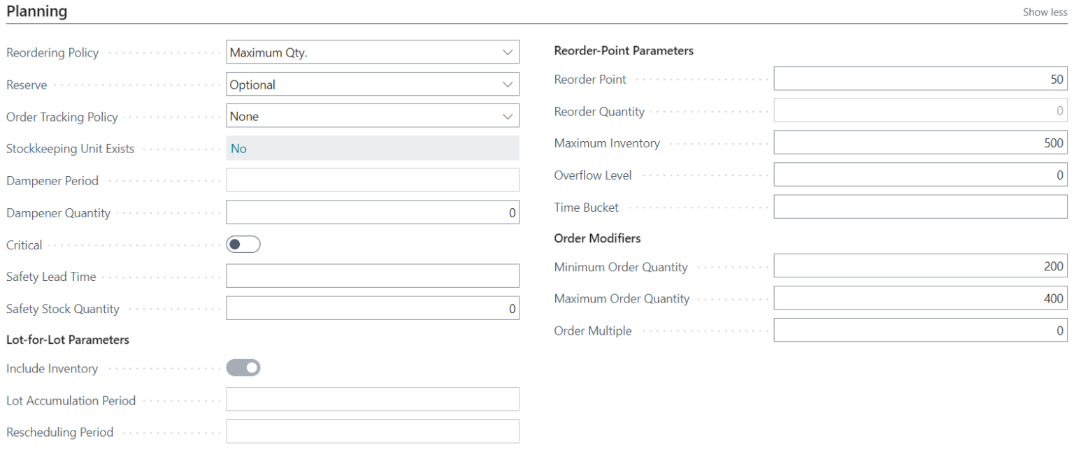 Business Central Reordering Policies and When to Use Them