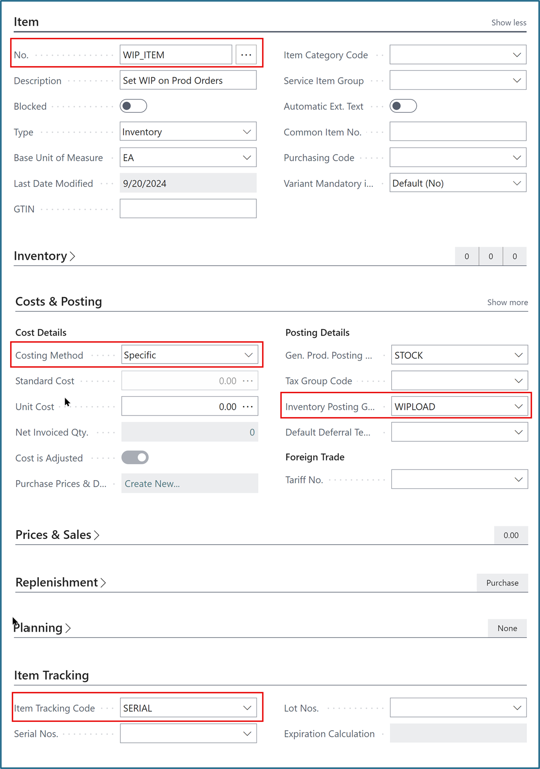 How To Initialize Production WIP in BC