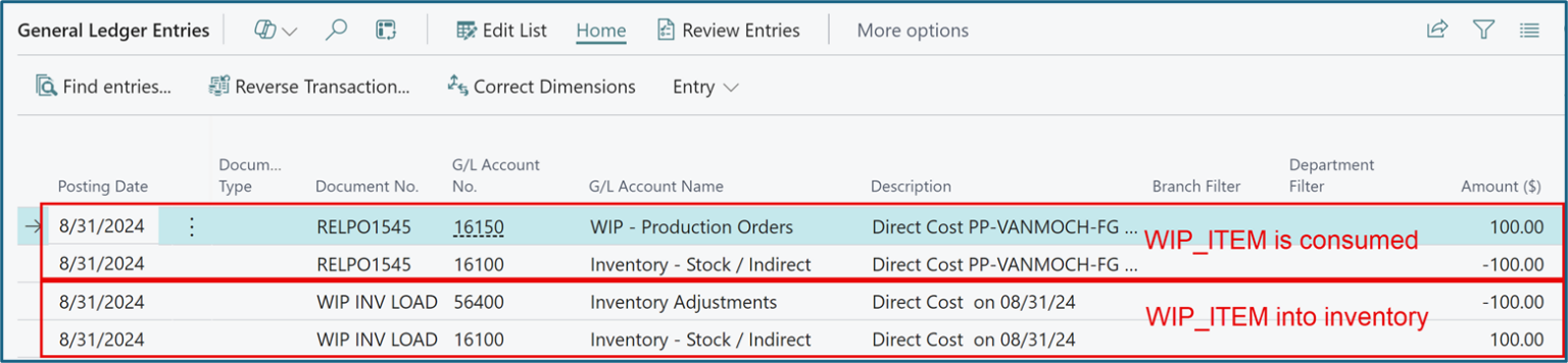 How To Initialize Production WIP in BC