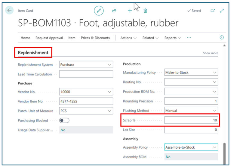 Handling Scrap in Production Orders in Microsoft Business Central