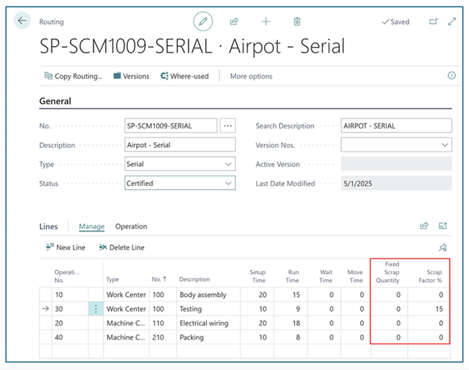 Handling Scrap in Production Orders in Microsoft Business Central