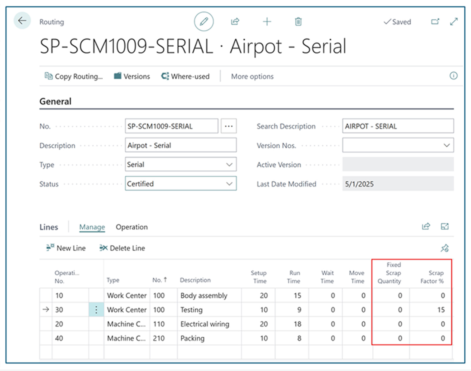 Handling Scrap in Production Orders in Microsoft Business Central