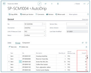 Handling Scrap in Production Orders in Microsoft Business Central