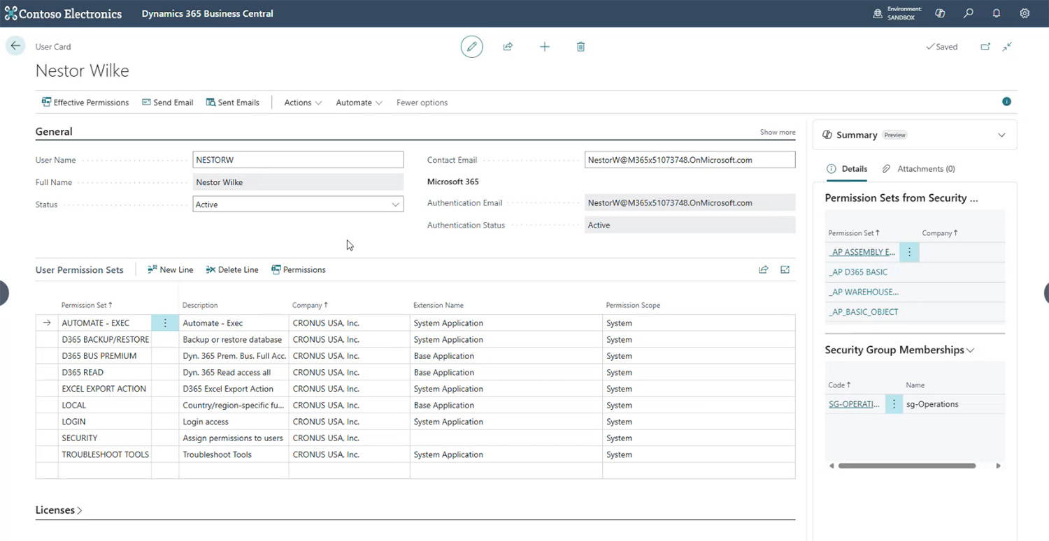 Dynamics 365 Business Central User Permission Management